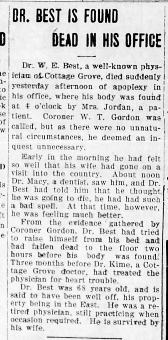 Tombstone Tuesday – July 21, 2020 – William Edward Best | Tombstone Tuesday