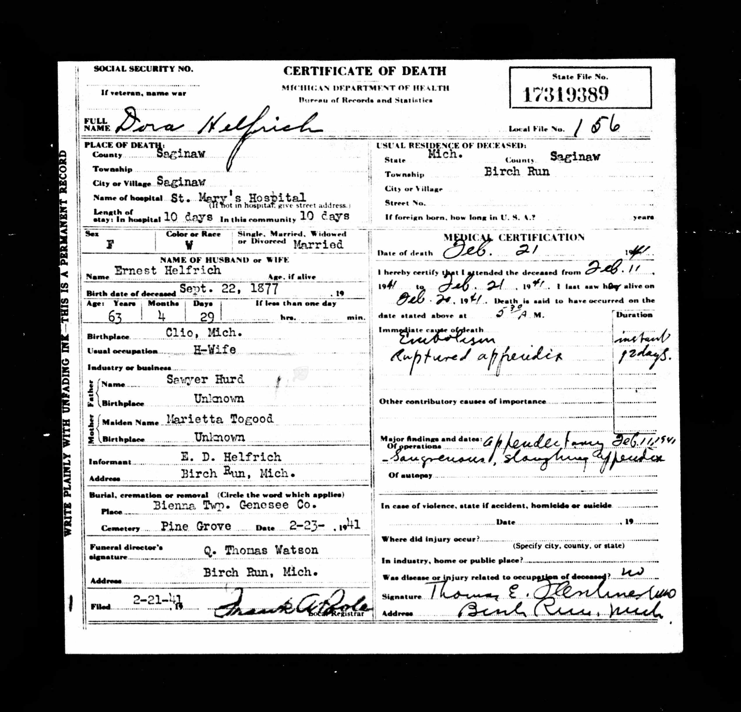 Tombstone Tuesday – February 21. 2023 – Dora May Hurd | Tombstone Tuesday